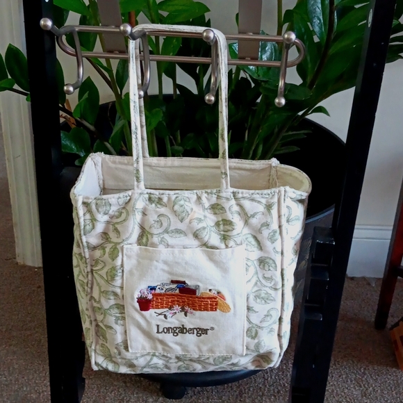 Longaberger | Bags | Vintage Longaberger Floral Tote Some Inside Stain ...